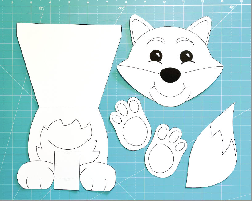 Fox Printable 3D Coloring Activity for Kids, Digital Download Coloring ...