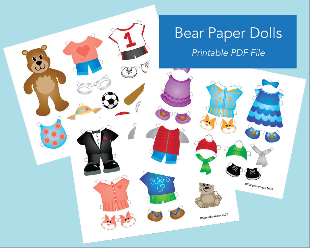 Bear Paper Dolls - Etsy