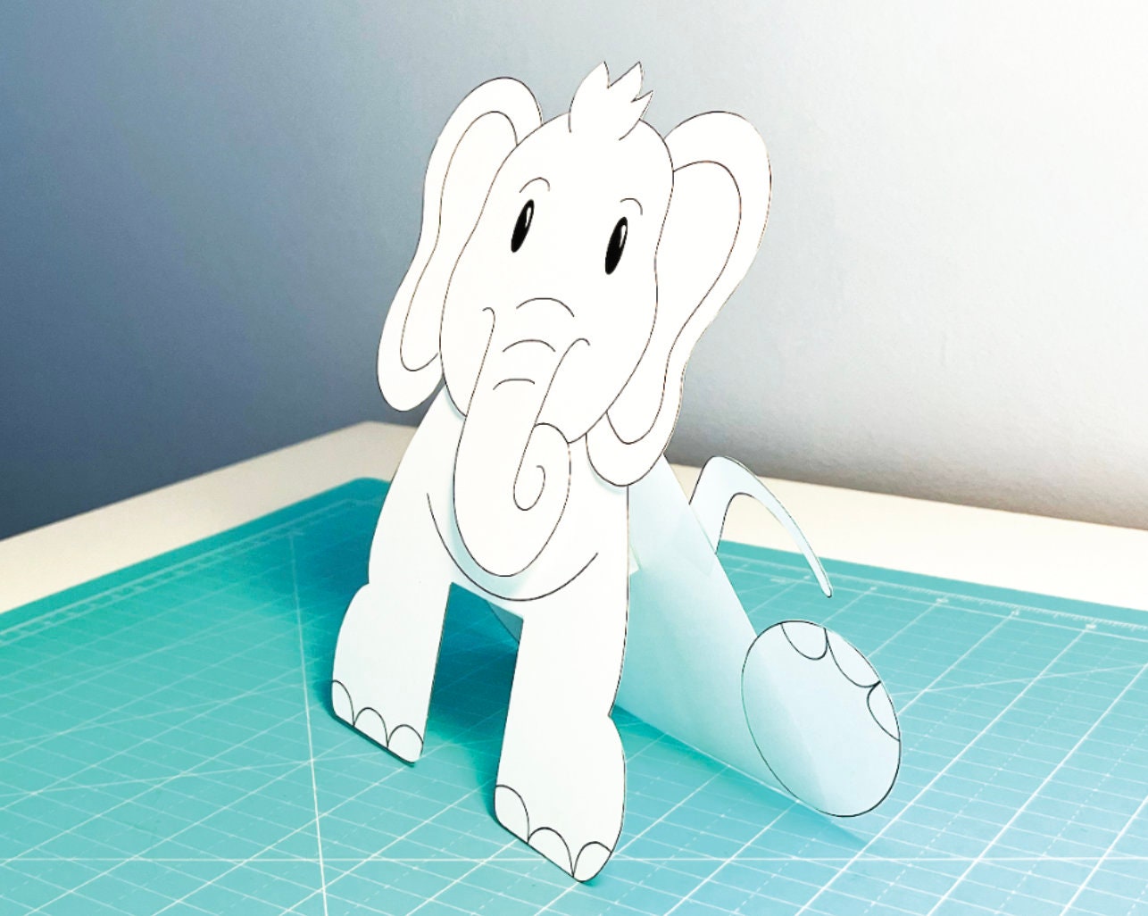 Elephant Printable 3D Coloring Activity for Kids, Digital Download ...