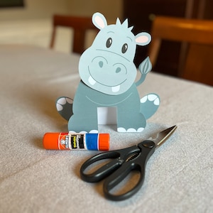 3D Paper Hippo Craft Activity, Printable Zoo Animal (digital Download ...