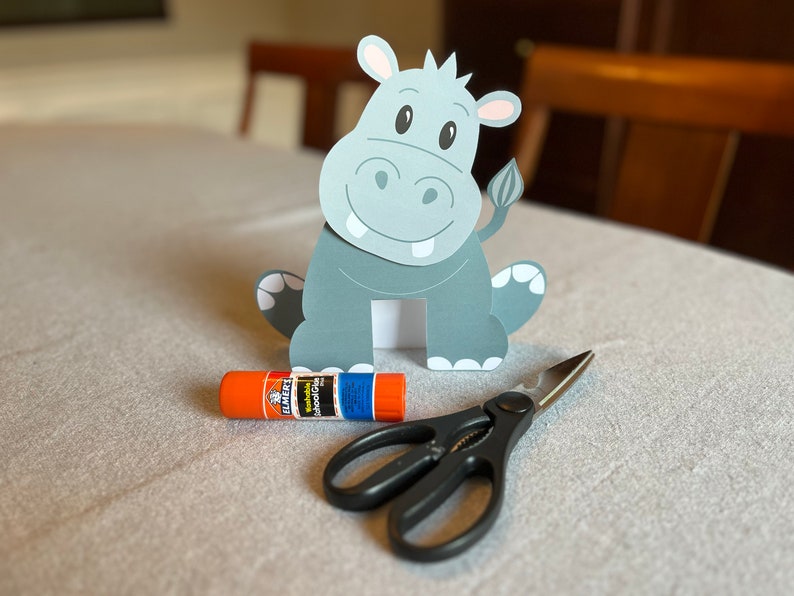 Hippo Printable 3D Craft Activity for Kids, Digital Download Craft ...