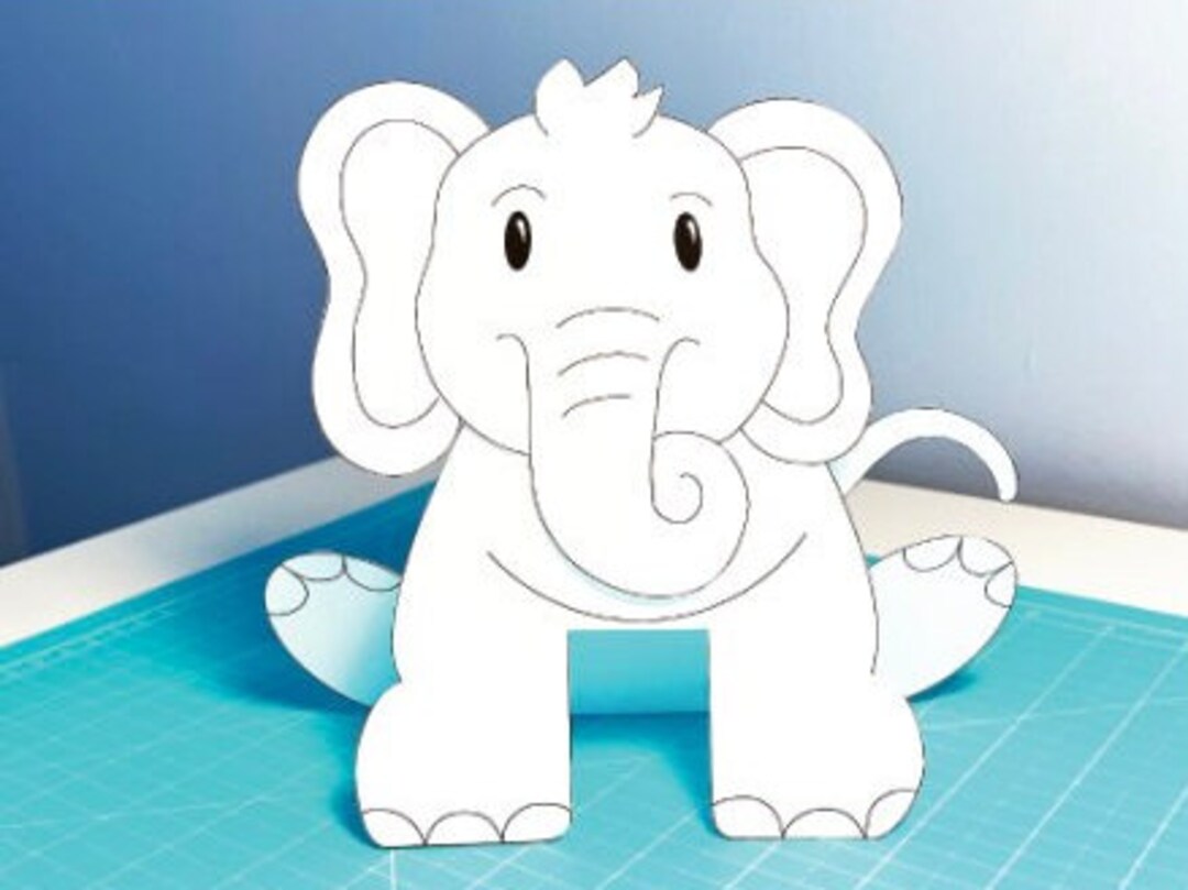 Elephant Printable 3D Coloring Activity for Kids, Digital Download ...