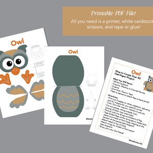 Owl Printable Craft Activity for Kids, Digital Download Party ...