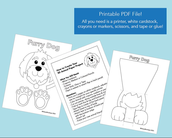 Puppy Dog Printable Coloring Activity for Kids, Digital Download ...