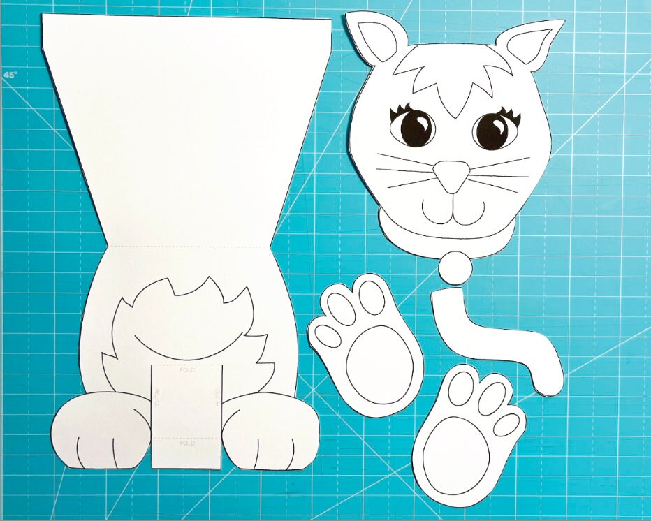 Cat Kitten Printable 3D Coloring Activity for Kids, Digital Download ...