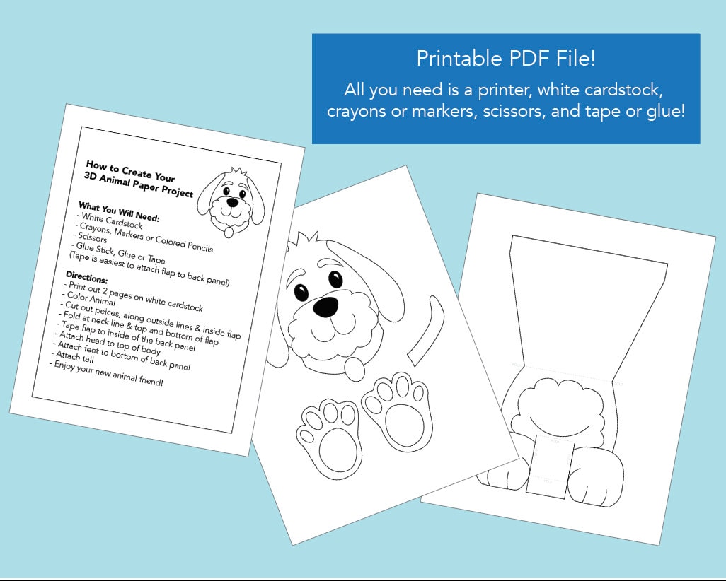 Puppy Dog Printable Coloring Activity for Kids, Digital Download ...