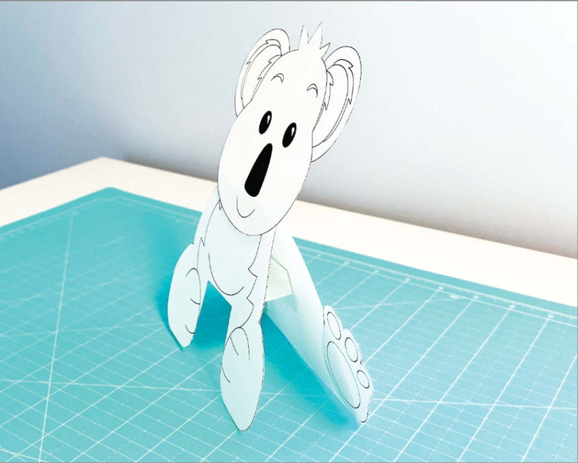 Koala Printable Coloring Craft for Kids, Digital Download Coloring ...