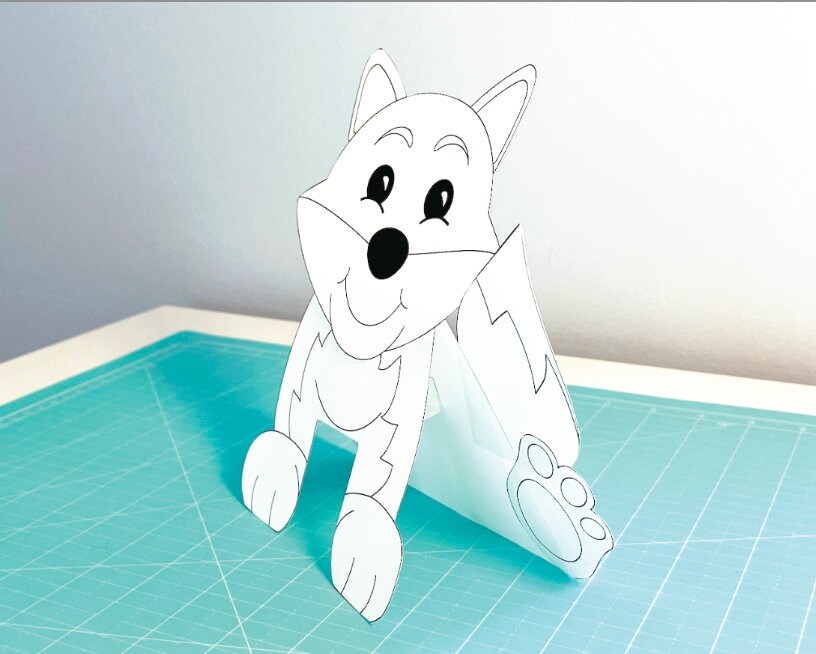 Fox Printable 3D Coloring Activity for Kids, Digital Download Coloring ...