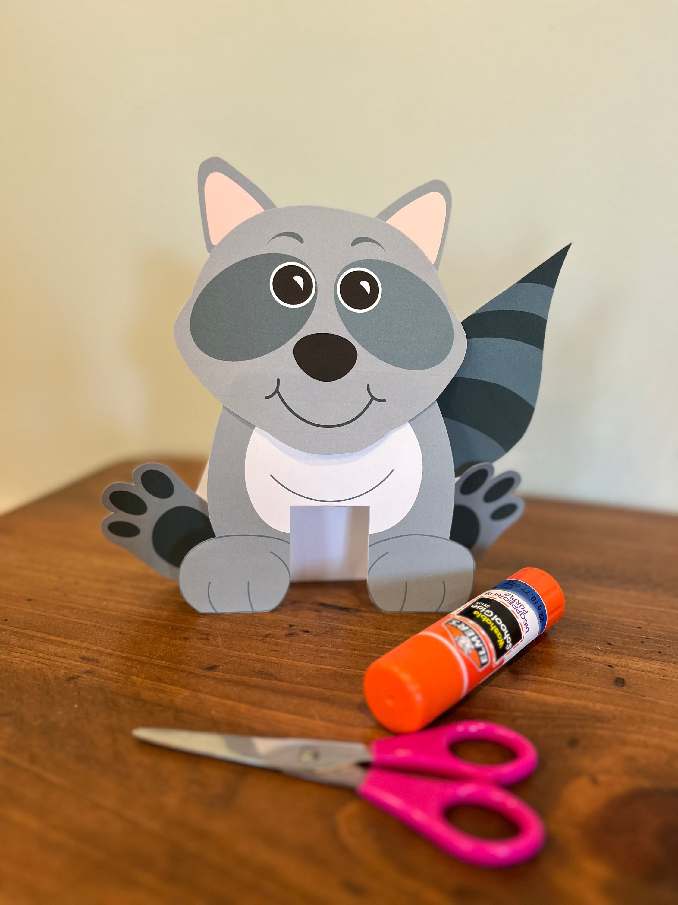 Raccoon Printable Craft Activity for Kids, Woodland Creatures 3D Party ...