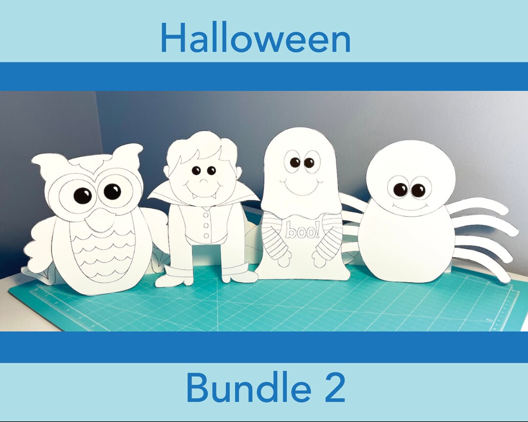 Printable Paper 3D Halloween Coloring Craft Activity for Kids - Etsy