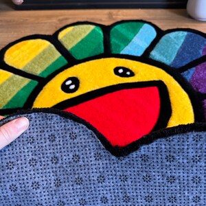 Handmade Tufted Rainbow Flower Face - Etsy