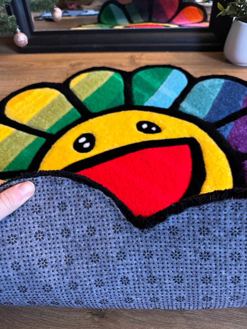 Handmade Tufted Rainbow Flower Face - Etsy