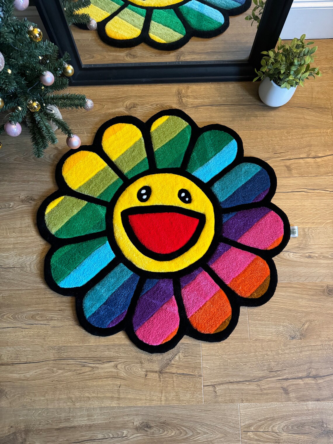 Handmade Tufted Rainbow Flower Face - Etsy
