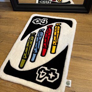 UNO Spliff Card - +4 - Block Card - Handmade Tufted Rug - Etsy