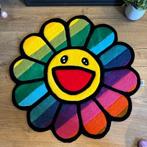 Handmade Tufted Rainbow Flower Face - Etsy