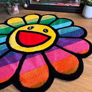 Handmade Tufted Rainbow Flower Face - Etsy
