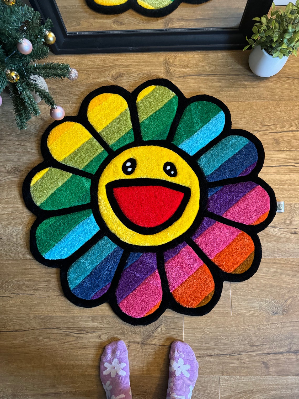 Handmade Tufted Rainbow Flower Face - Etsy