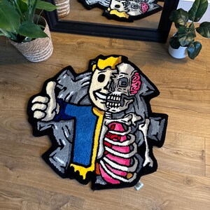 Fallout Vault Boy Skeleton Handmade Tufted Rug - Etsy