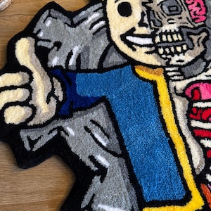 Fallout Vault Boy Skeleton Handmade Tufted Rug - Etsy