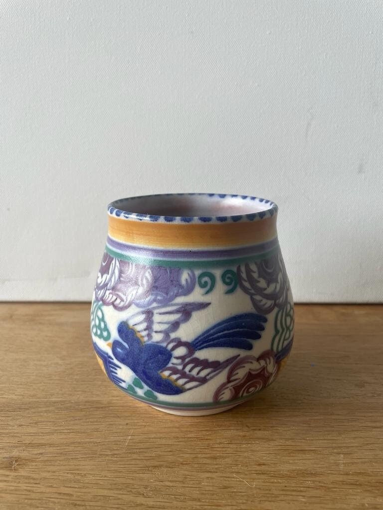Poole Pottery Carter Stabler Adams Vase – Hand Painted Art Deco Floral ...