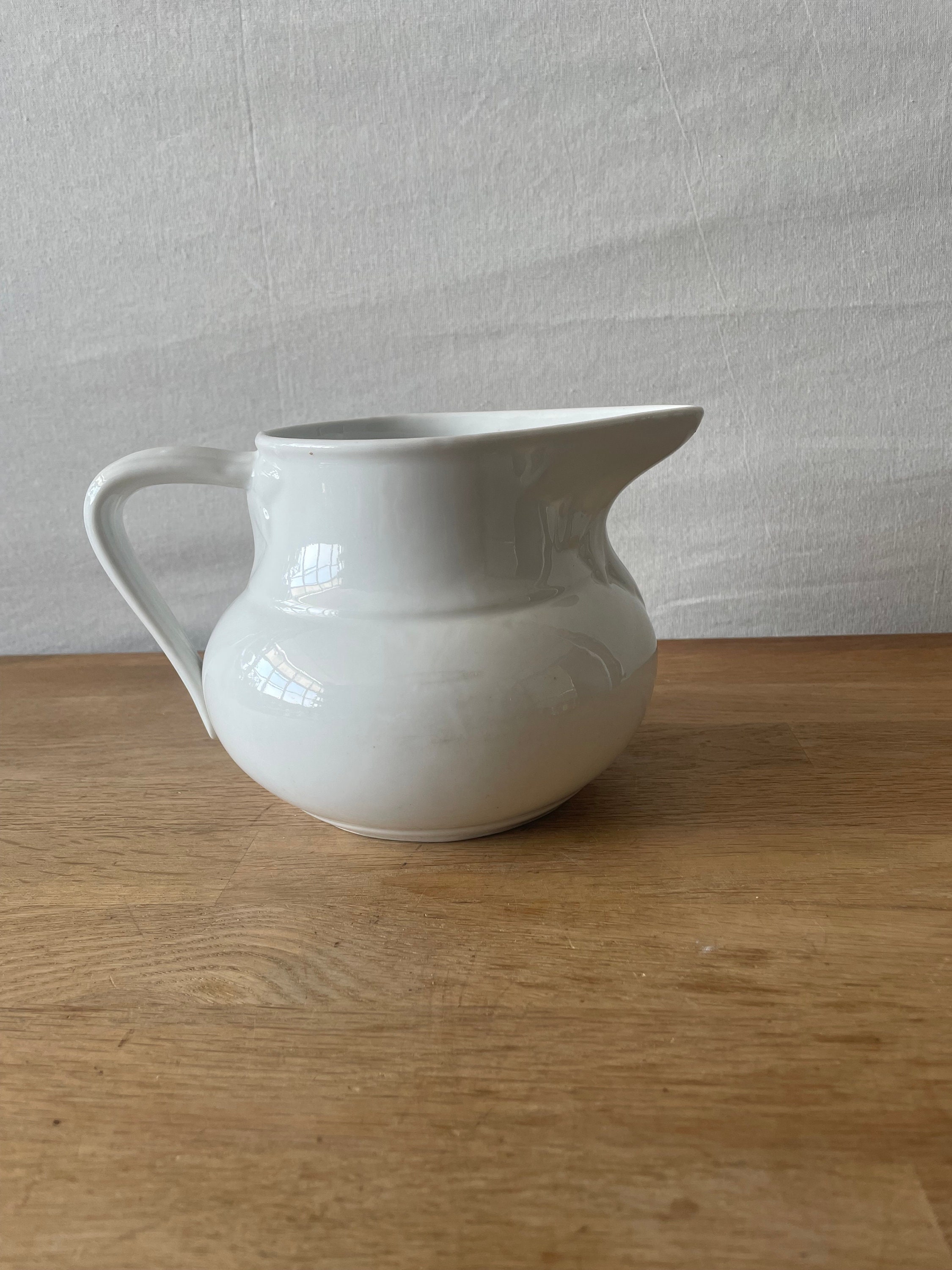 French Ironstone Pitcher, Antique French Ironstone, Stoneware, Water ...
