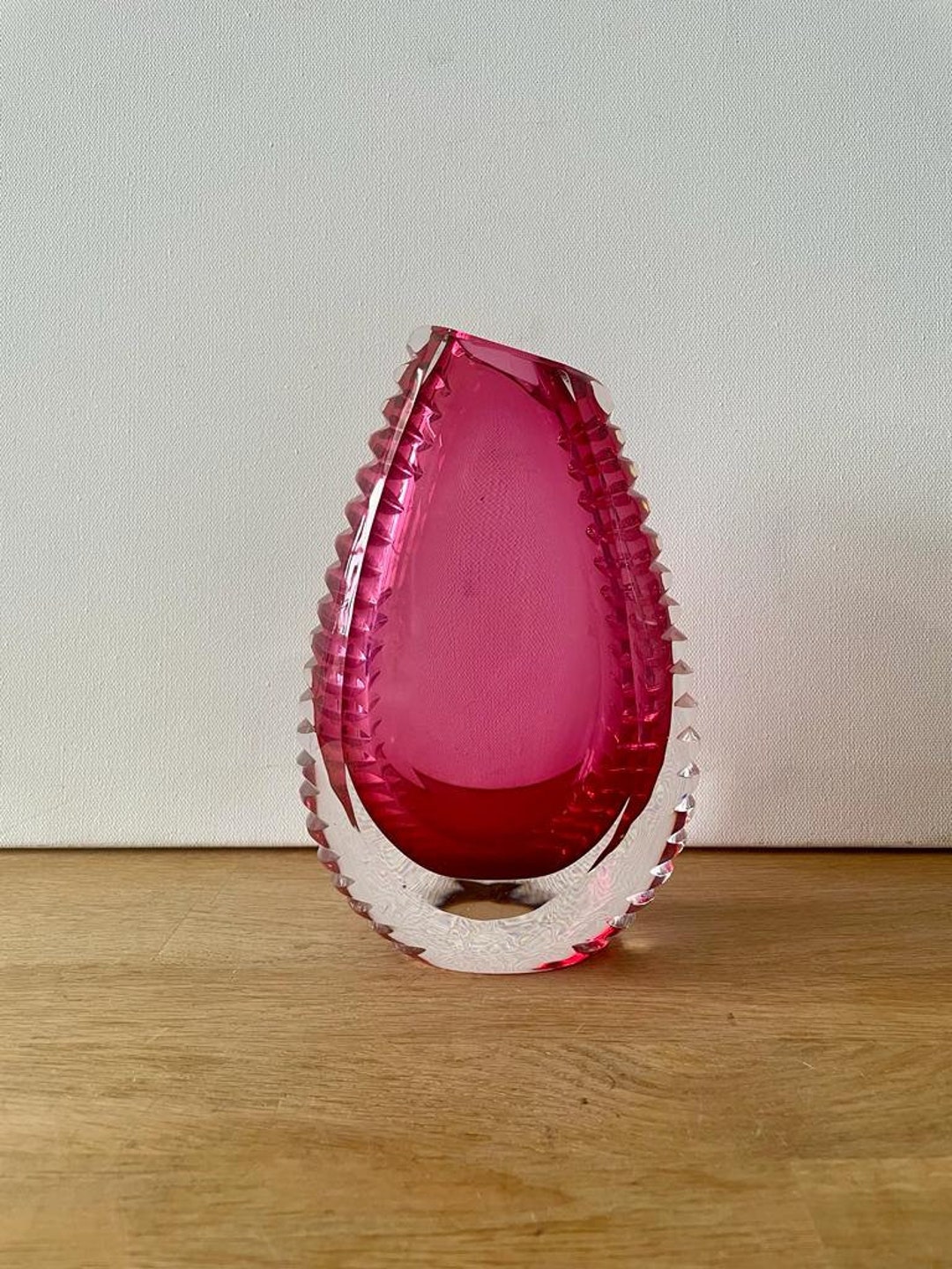 Large Vintage German Beyer & Co Pink Art Glass Cut Crystal - Etsy