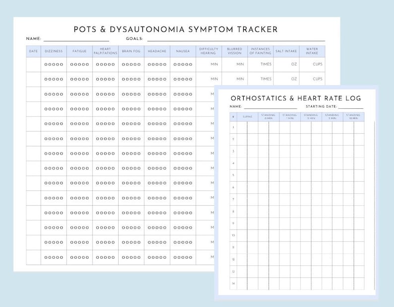 Dysautonomia and POTS Syndrome Symptoms Tracker - Etsy