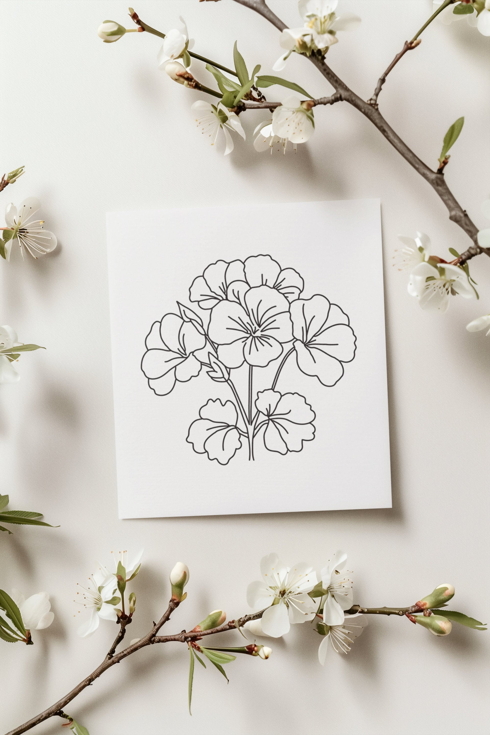 Geranium Flower SVG, Scorpio Birth Flower Line Art (digital Download ...
