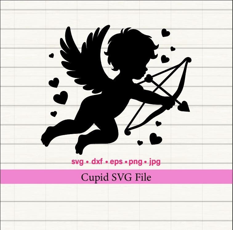 Cupid SVG, Cupid Silhouette SVG, Cupid Valentine SVG, Valentine's Day ...