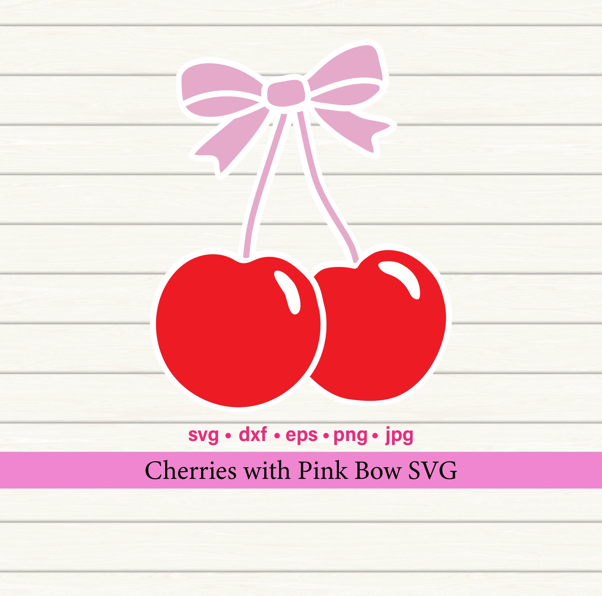 Coquette Cherry With Pink Bow SVG, Clipart (digital Download) - Etsy