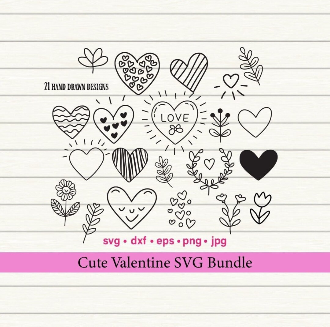 Handdrawn Heart SVG, Hearts Svg Bundle, Doodle Heart SVG, Heart SVG ...