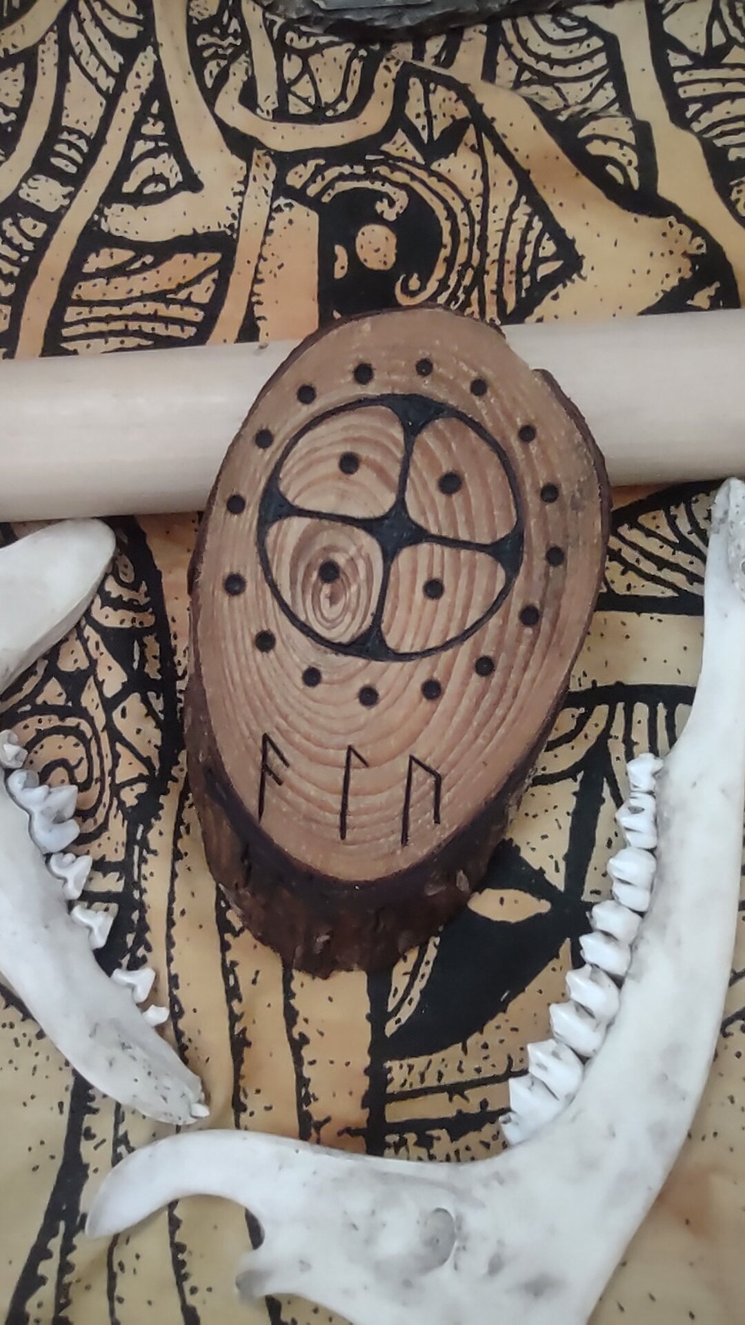 Sunwheel Pyrography With Runic Charm ALU - Etsy