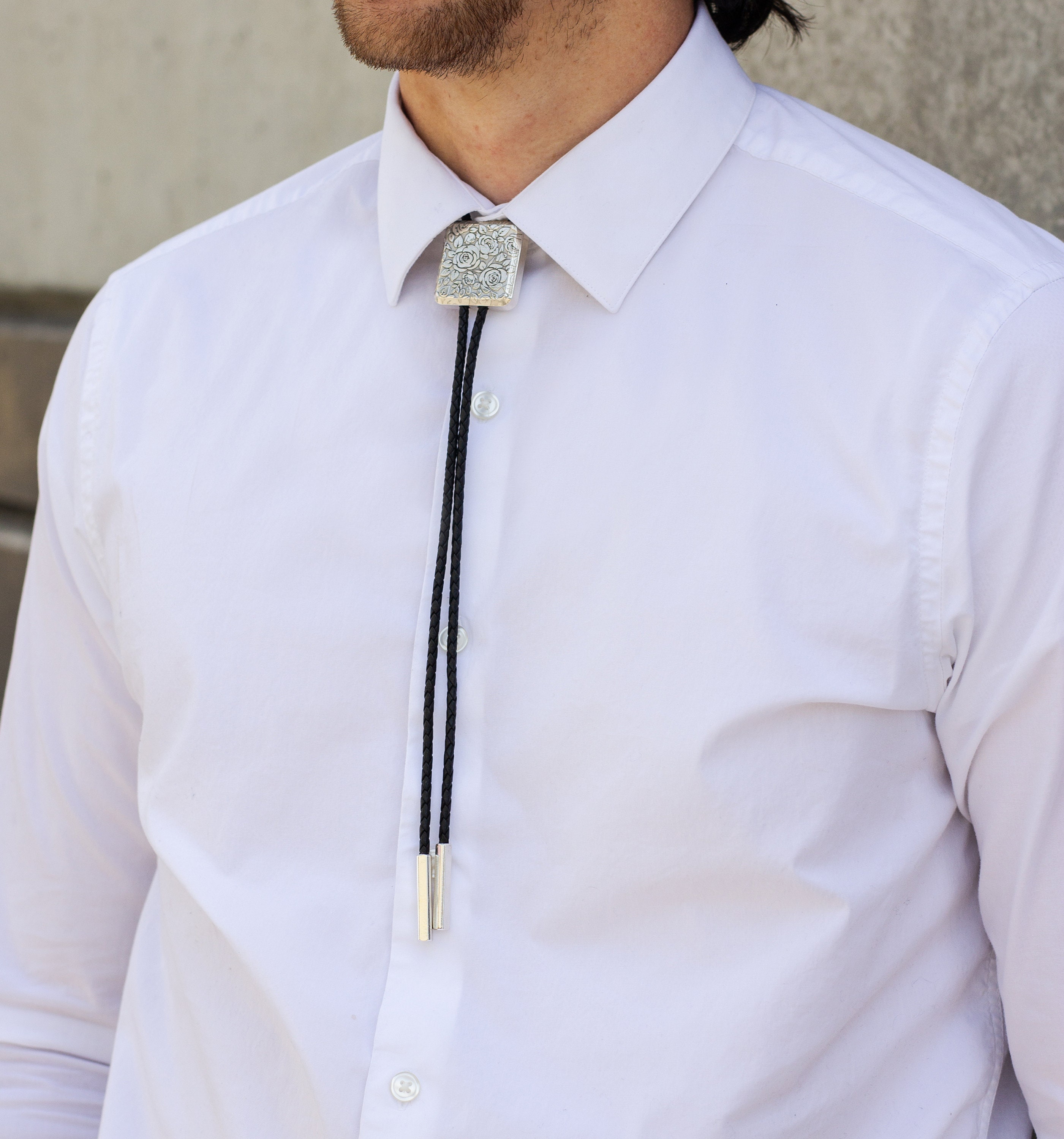 Modern Silver Bolo Tie Square Bolo Tie - Etsy