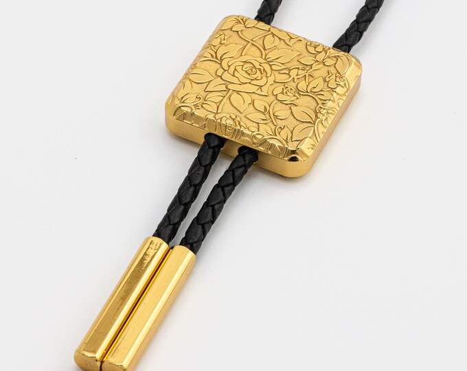 Modern 24k Gold Rose Square Bolo Tie - 24k Bolo Tie Gold Tips - Etsy