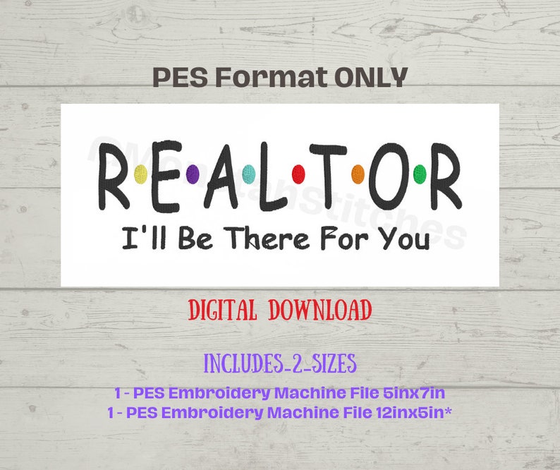 Realtor *digital File* Embroidery Format PES ONLY - Etsy