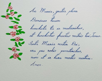 Hand Written Hail Mary in English - Etsy
