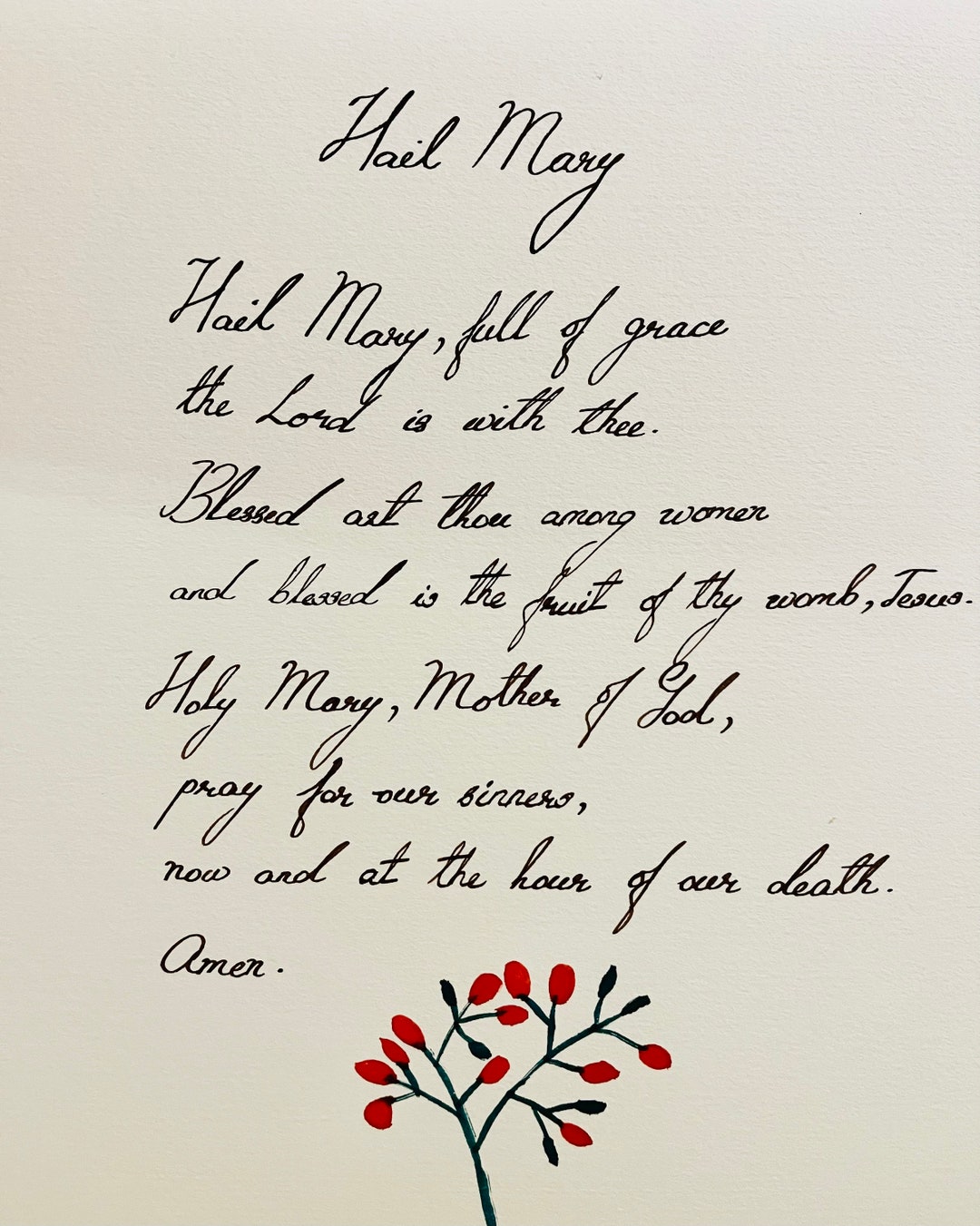 Hand Written Hail Mary (in English) - Etsy