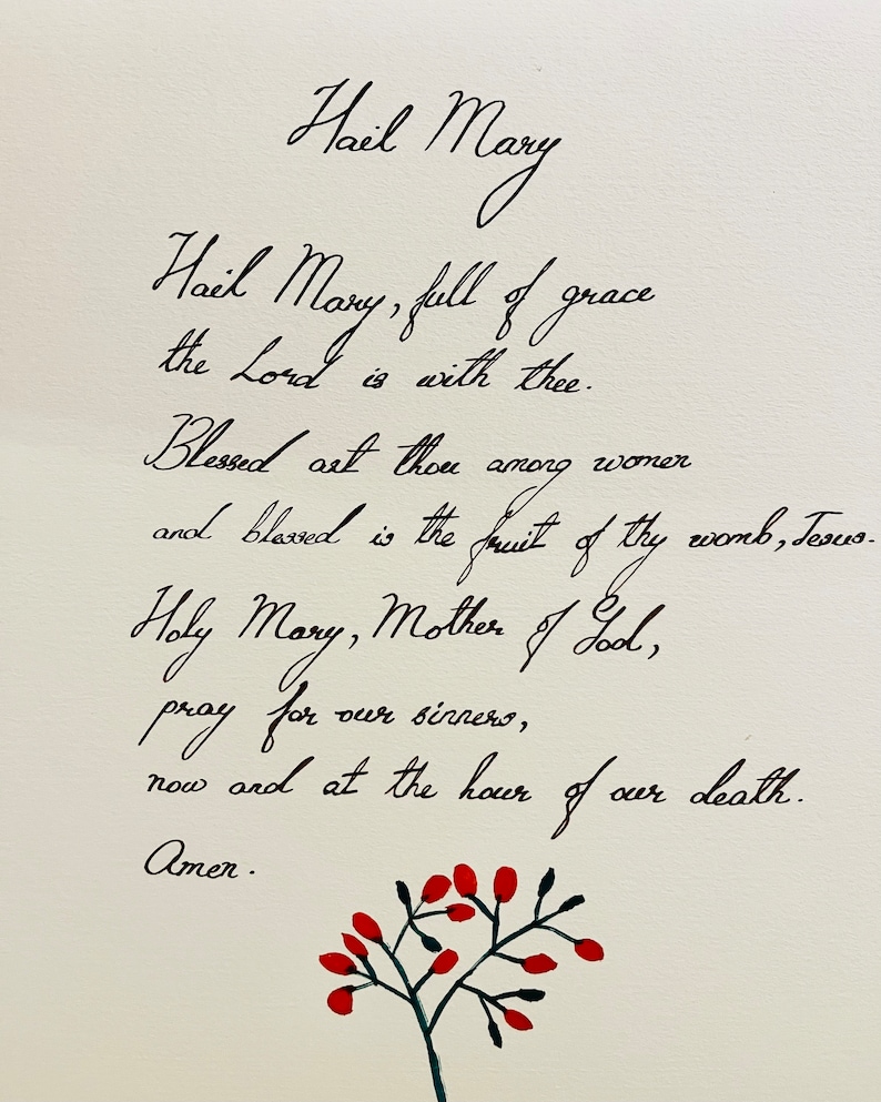 Hand Written Hail Mary (in English) - Etsy