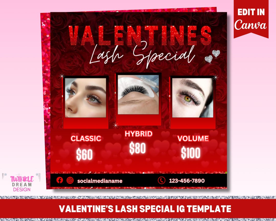 Valentine's Day Lash Special Template | Valentine's Day Lash Promo ...