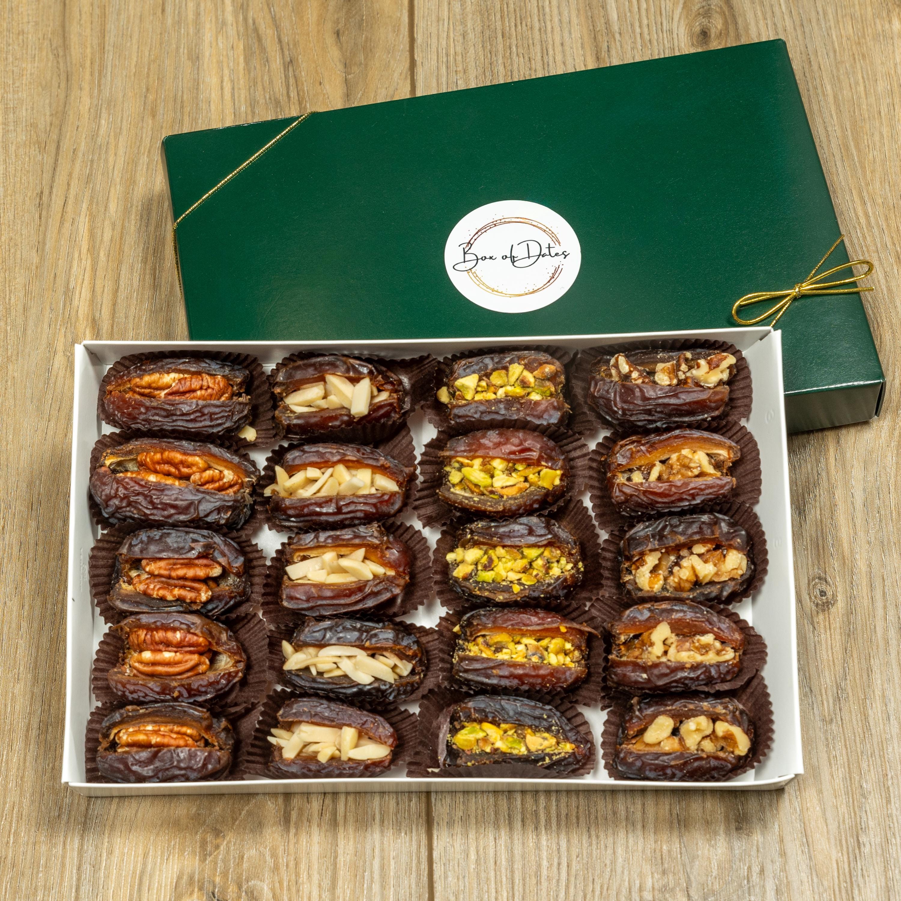 Stuffed Medjool Dates Gift Box — Almond Pistachio Walnut Pecan, Healthy ...