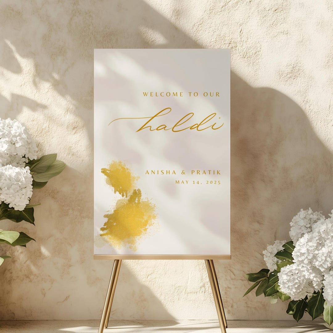 HALDI | Modern Custom Handwritten Haldi Welcome Sign for Desi Weddings ...