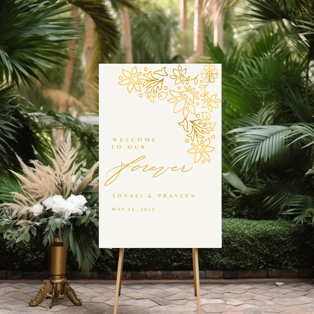 SONA | Indian Wedding Welcome Sign Template in Modern Calligraphy ...