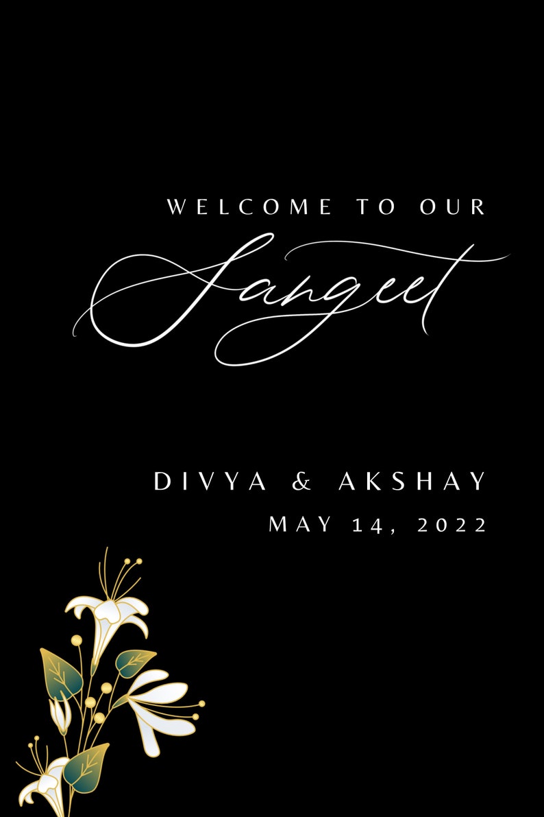 Modern Custom Sangeet Welcome Sign for Indian Weddings | Modern ...