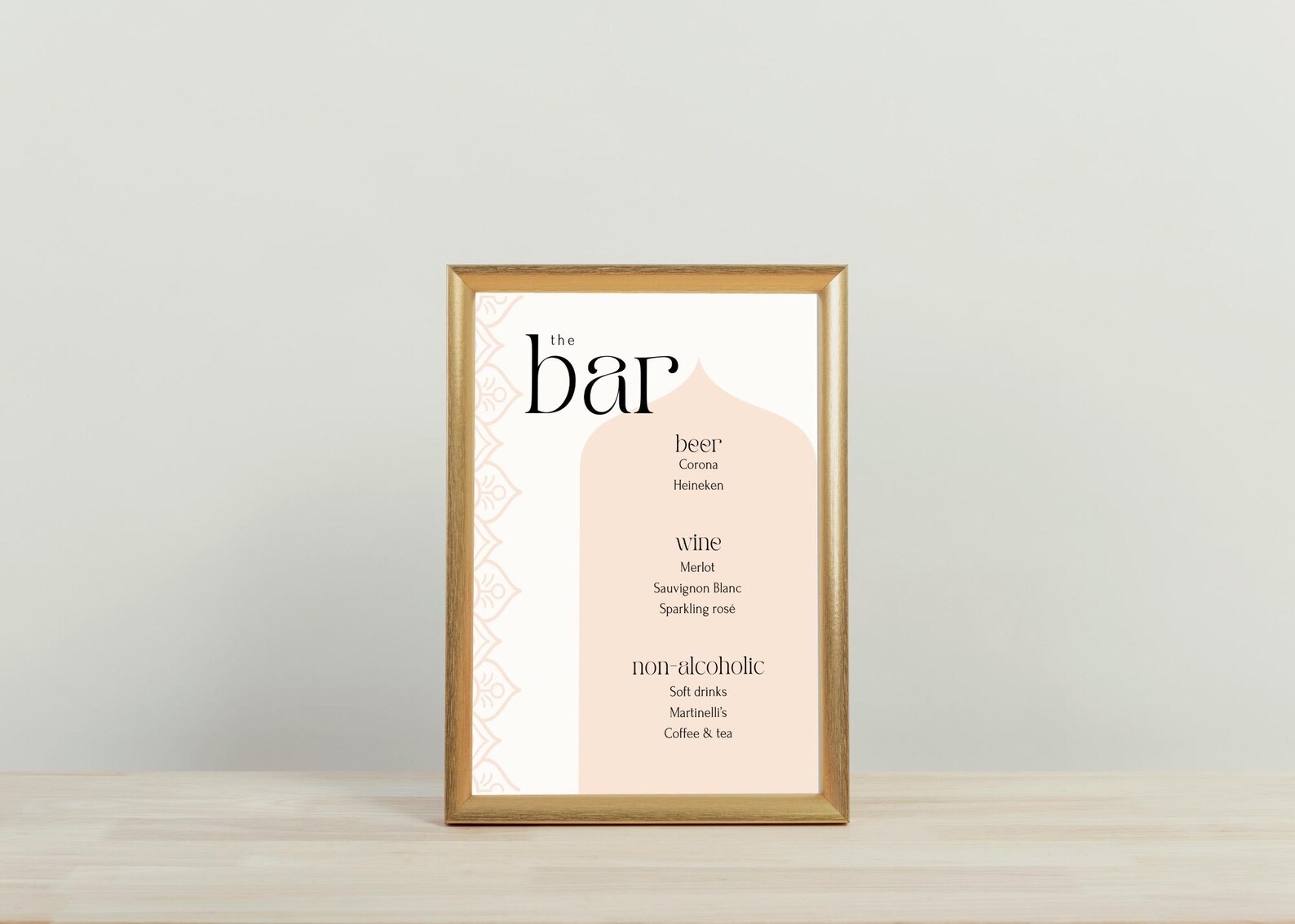 Indian Arch Bar Menu Template for Weddings | Editable Canva Template ...