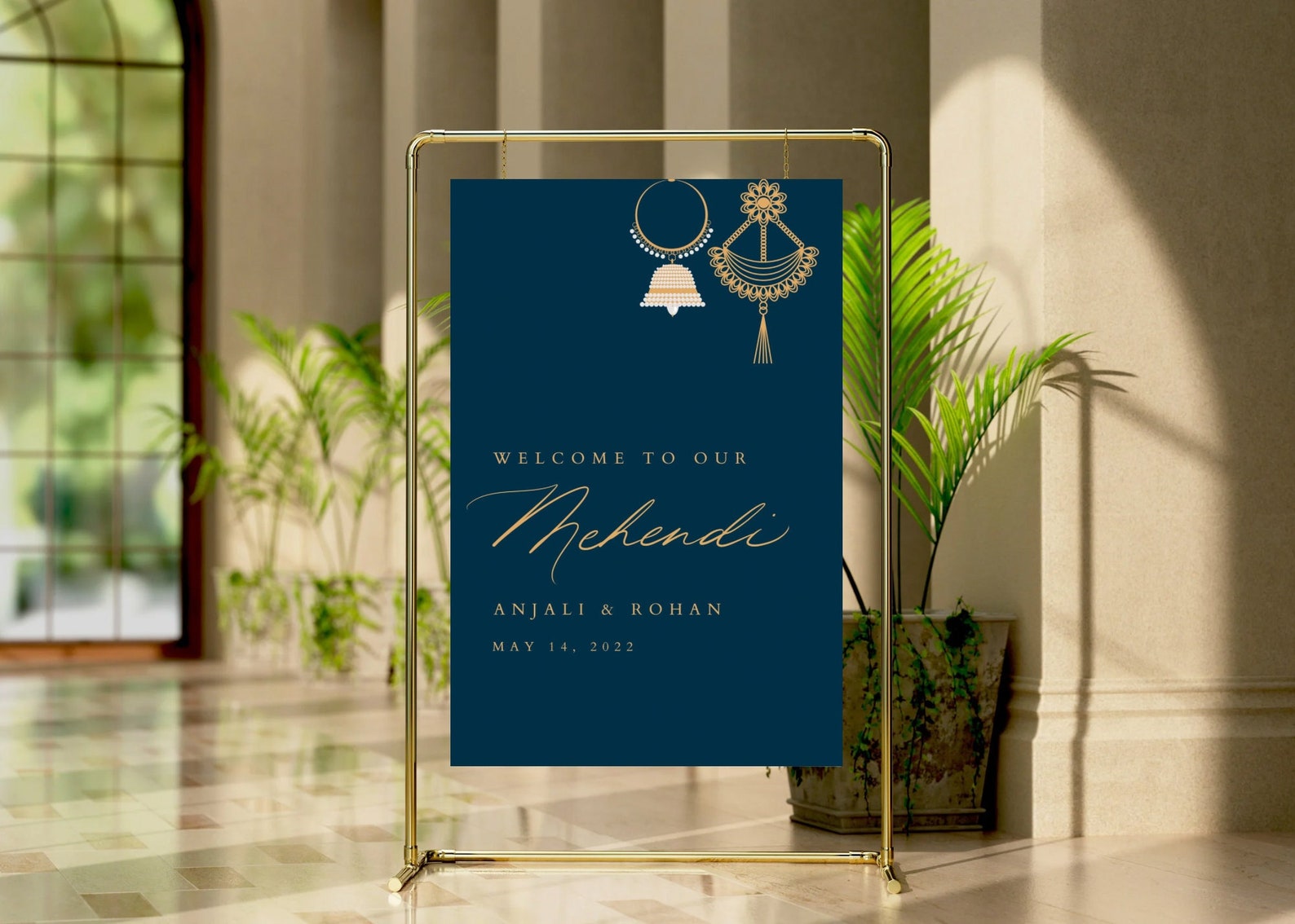 NISHA Handwritten Custom Mehendi Welcome Sign for Desi Weddings Dark ...