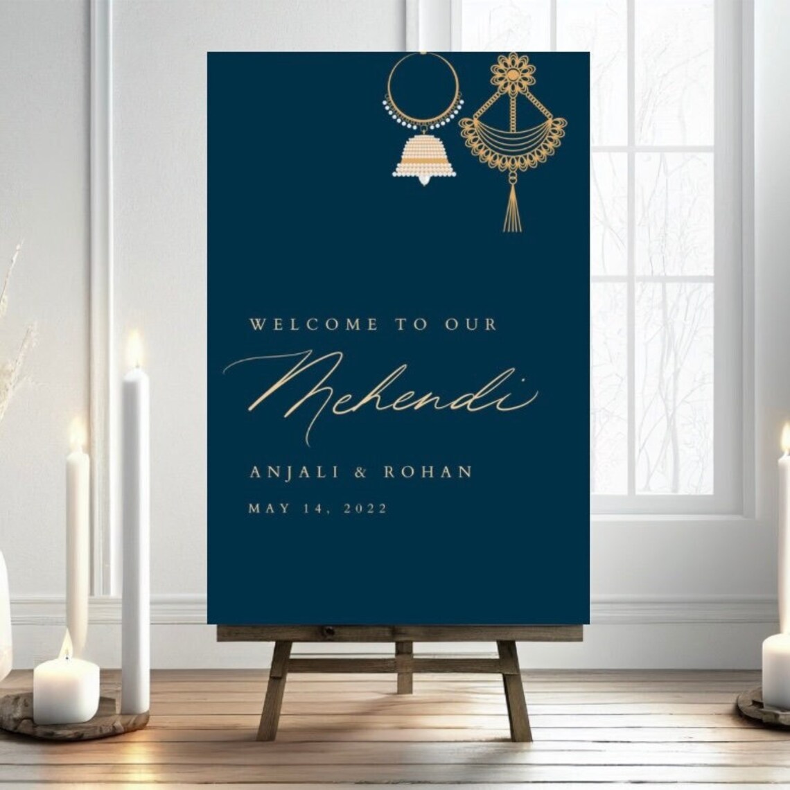 NISHA Handwritten Custom Mehendi Welcome Sign for Desi Weddings Dark ...