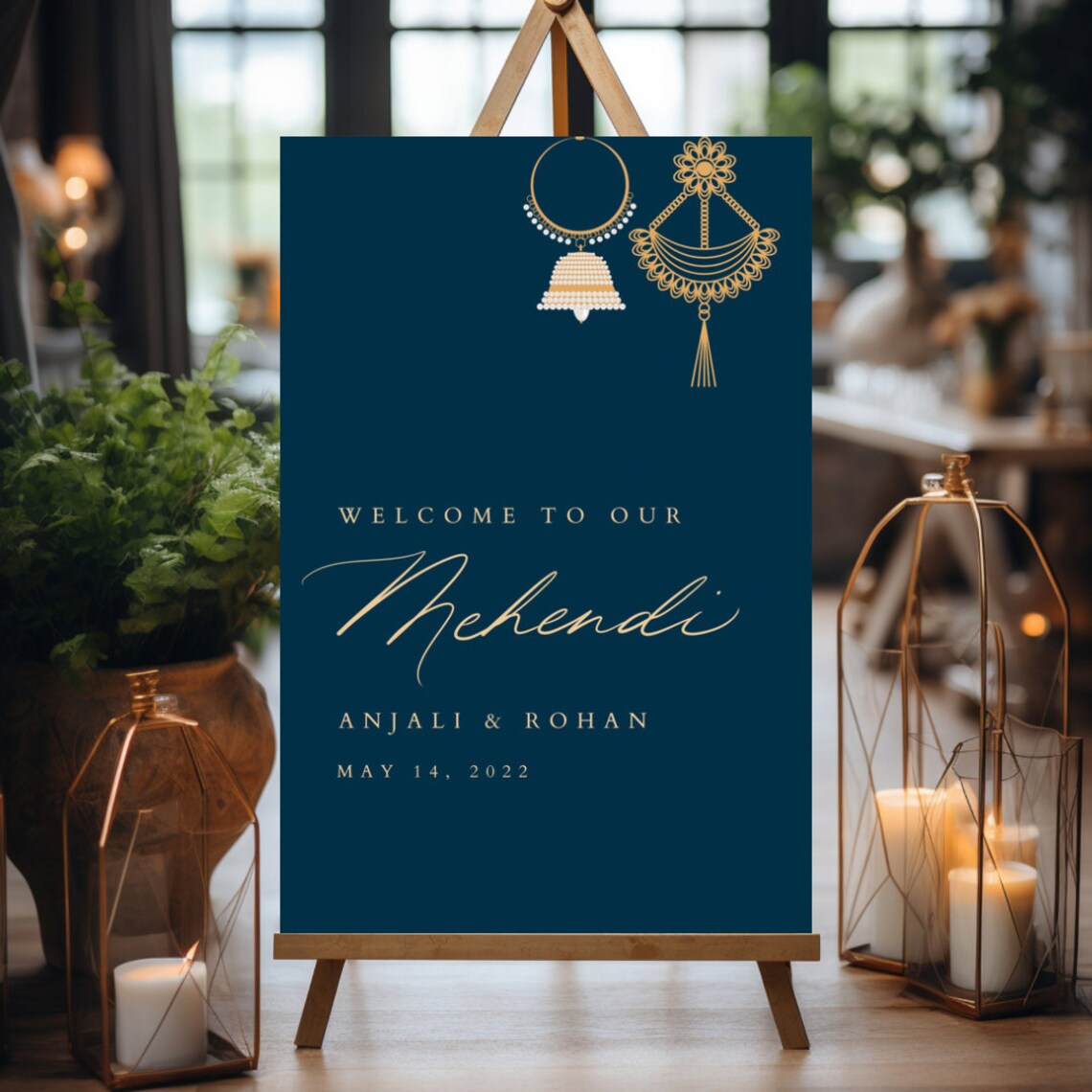 NISHA Handwritten Custom Mehendi Welcome Sign for Desi Weddings Dark ...