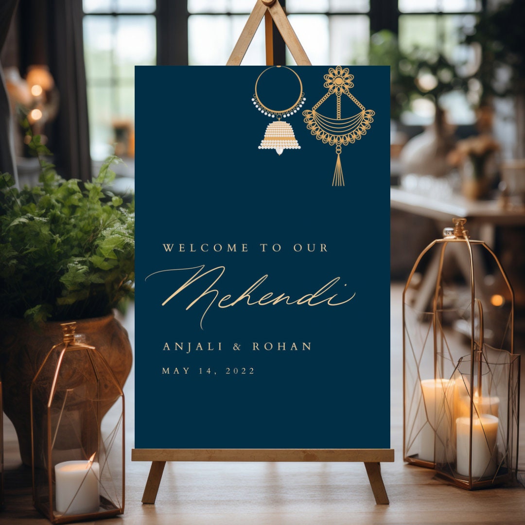NISHA | Handwritten Custom Mehendi Welcome Sign for Desi Weddings ...