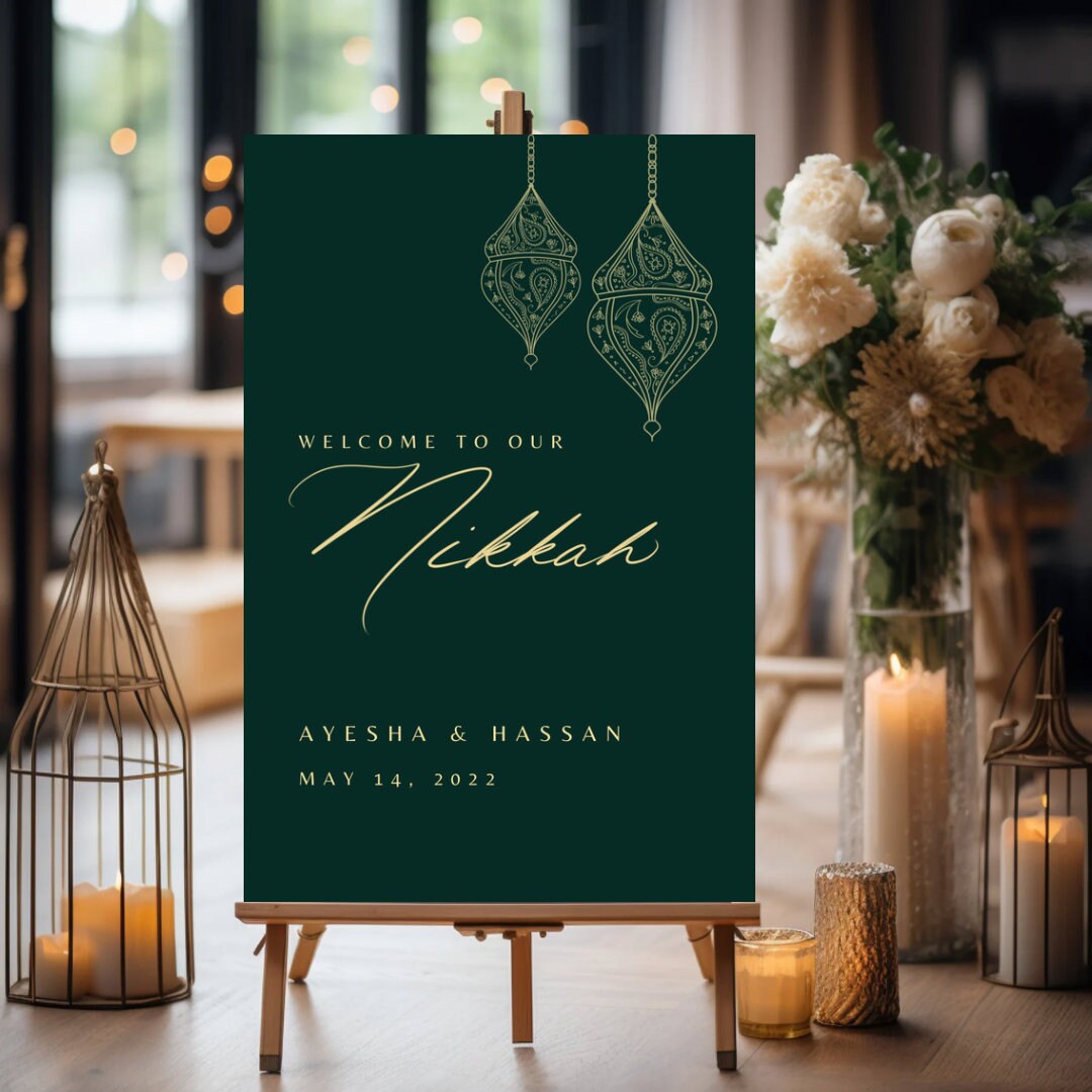 Modern Custom Nikkah Welcome Sign for Muslim Weddings | Modern ...