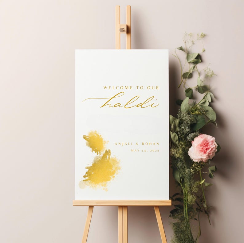 HALDI | Modern Custom Handwritten Haldi Welcome Sign for Desi Weddings ...